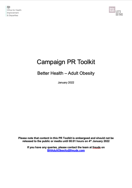 Campaign PR toolkit | Better Health Adult Obesity | Campaign Resource ...