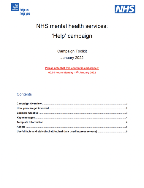 Campaign toolkit | Accessing NHS Mental Health Services | Campaign ...