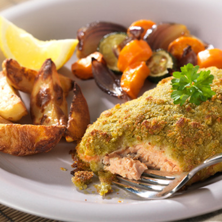 Pesto and parmesan crusted salmon - Recipes - Healthier Families - NHS