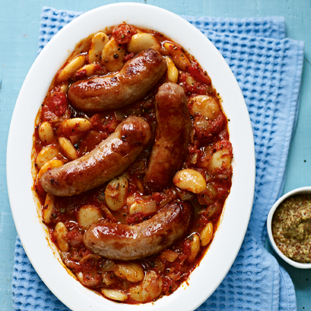 Sausage, tomato & butter bean bake - Recipes - Healthier Families - NHS