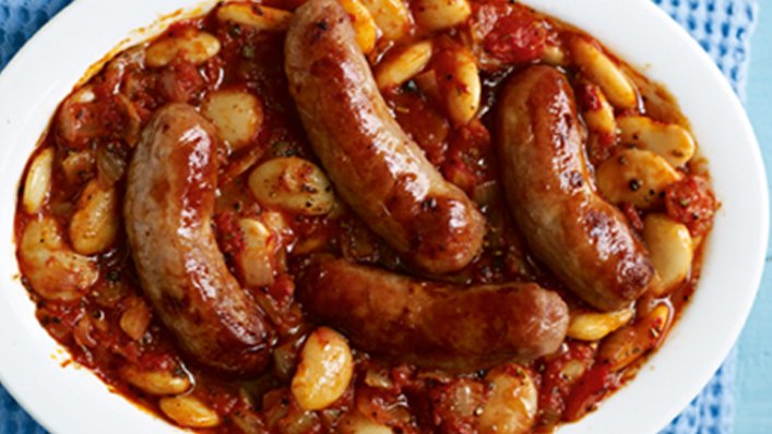 Sausage, tomato & butter bean bake - Recipes - Healthier Families - NHS