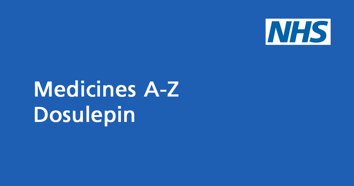 Dosulepin: an antidepressant - NHS